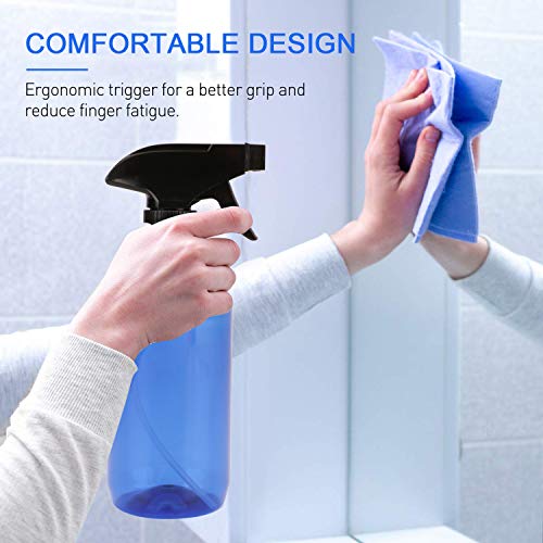 Spray Bottles 10oz,Plastic Spray Bottle with Black Trigger Sprayer & Lids, Woaiwo-q Empty Refillable Container for Cleaning Water, Essential Oils, (bule 6 Pcs)