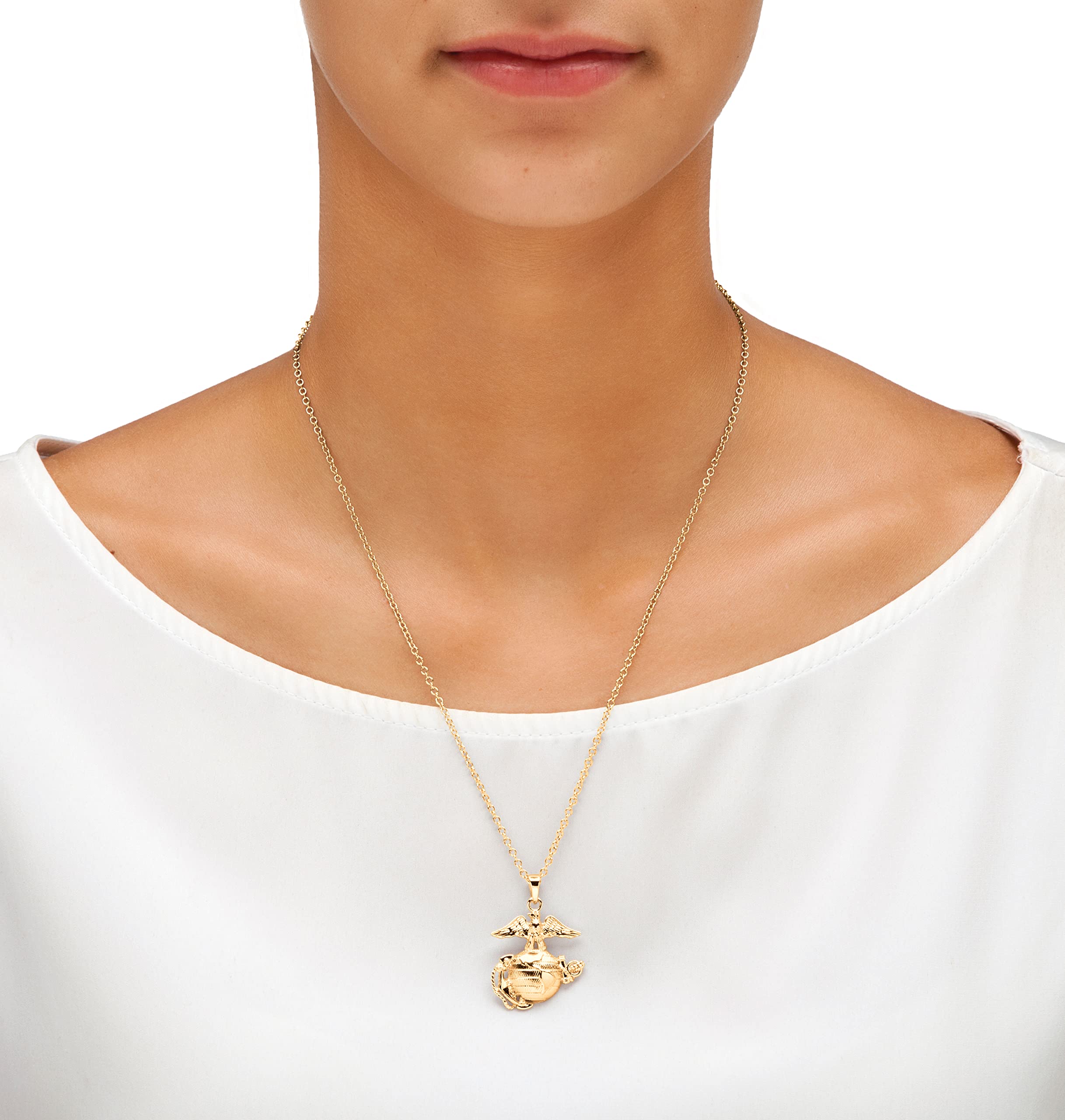PalmBeach Yellow Gold-Plated Marines Pendant (25mm) with 20 inch Chain