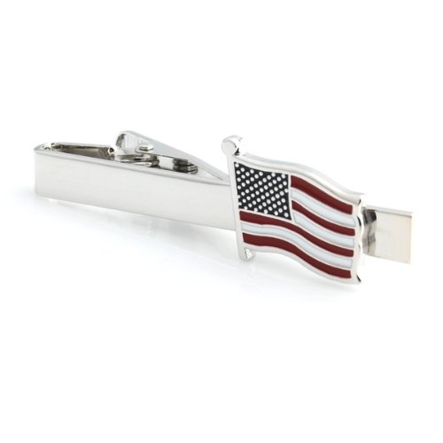 Procuffs American Flag USA Patriotic Tie Clip Blk Wedding Bar Clasp