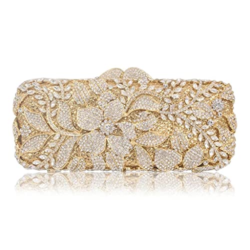 ZHUHW Crystal Flower Metallic Shoudler Bags Lady Wallet Shoulder Chains Dinner Party Evening Clutch Bags