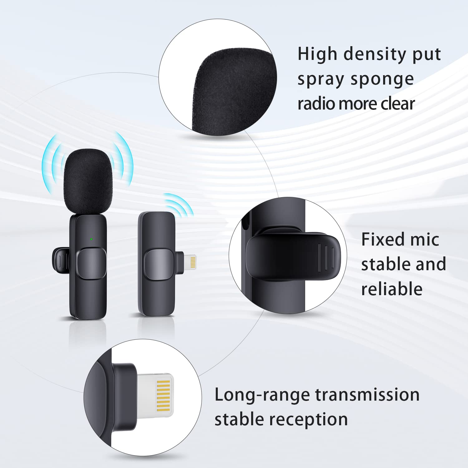 YASHINE Professional Wireless Microphone for iPhone,iPad Wireless Lavalier Microphones,Plug-Play Wireless Mic for Recording, Live Stream, YouTube, Facebook, TikTok