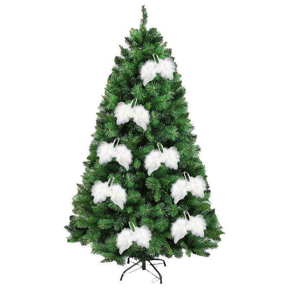 SPDD 10pcs Christmas Tree Decor Feather Wing,Christmas Tree Decoration Angel Wings Hanging Ornament Home/Party/Wedding White Feather Wing Ornament(12x10cm)