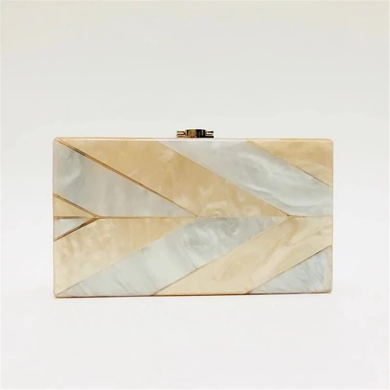 ZHUHW Double-Faced Striped Patchwork Acrylic Evening Bag Wedding Handbags Woman Shoulder Crossbody Bags Clutches