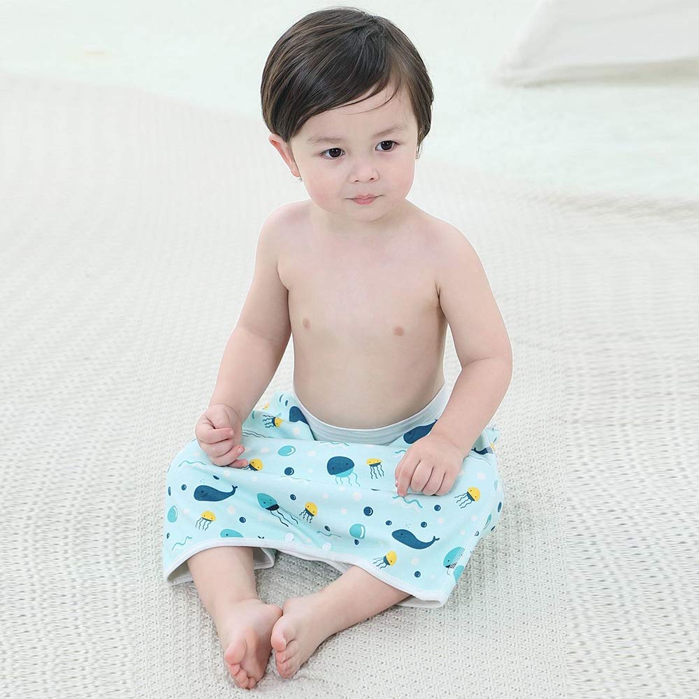 Toddler Waterproof Training Pants Cloth Diaper Skirts for Baby Boy Girl Night Time Sleeping Bed Clothes for Potty Training… (Blue)