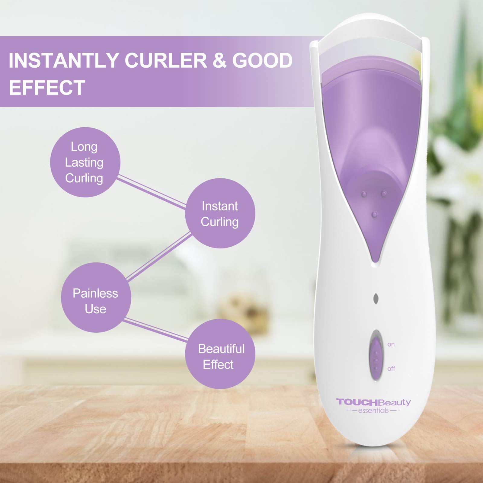 TOUCHBeauty Heated Eyelash Curler, Electric Eyelash Curler for Long and Thick/Soft Eyelashes, Natural Curling and Long Lasting TB-1013A Purple