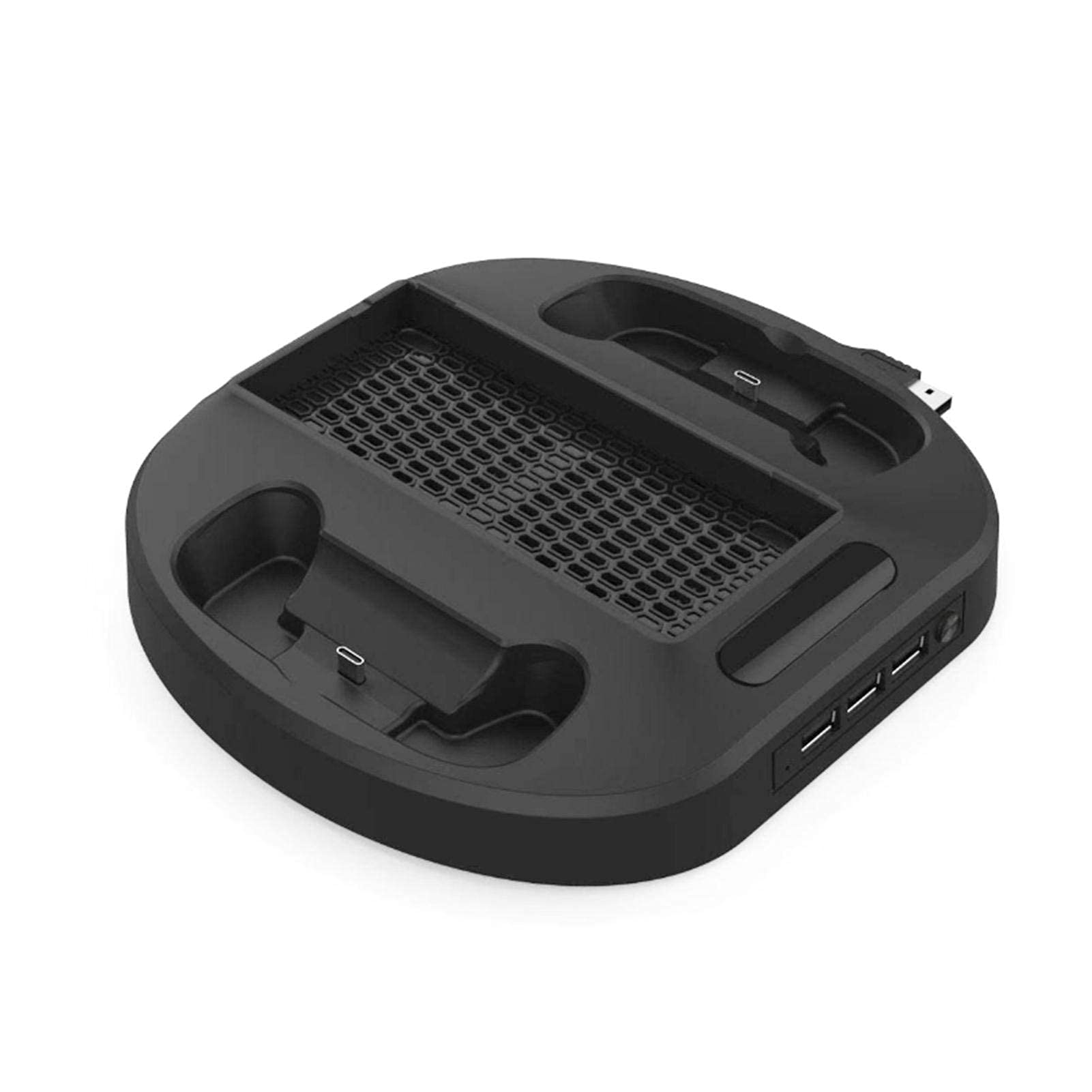 XIAOPENG PS5 Accessories Stand with LED Lighting Cooling Fans and Dual Controller Charger Station for PS5 Controller Game System