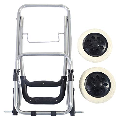 SPSUPE Foldable Shopping Carts Trolley, Grocery Cart Dolly with Wheels, Removable Push Bag, Pull Utility for Groceries, Ideal for Apartment Picnic Beach Travel, Black