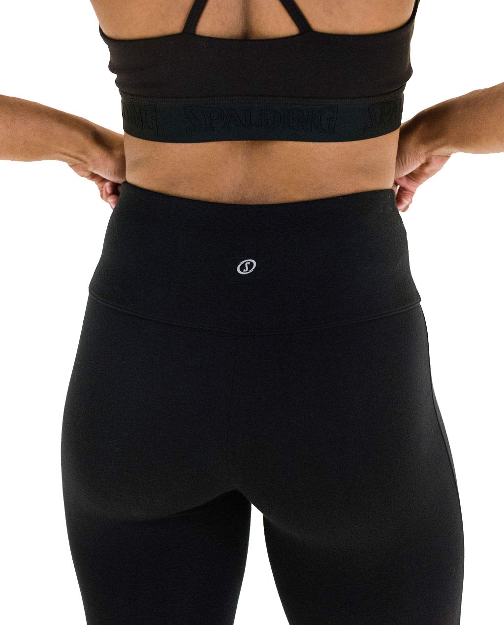Spalding Womens Activewear Cotton Spandex 17" Inseam Capri Leggings, Black, Large US