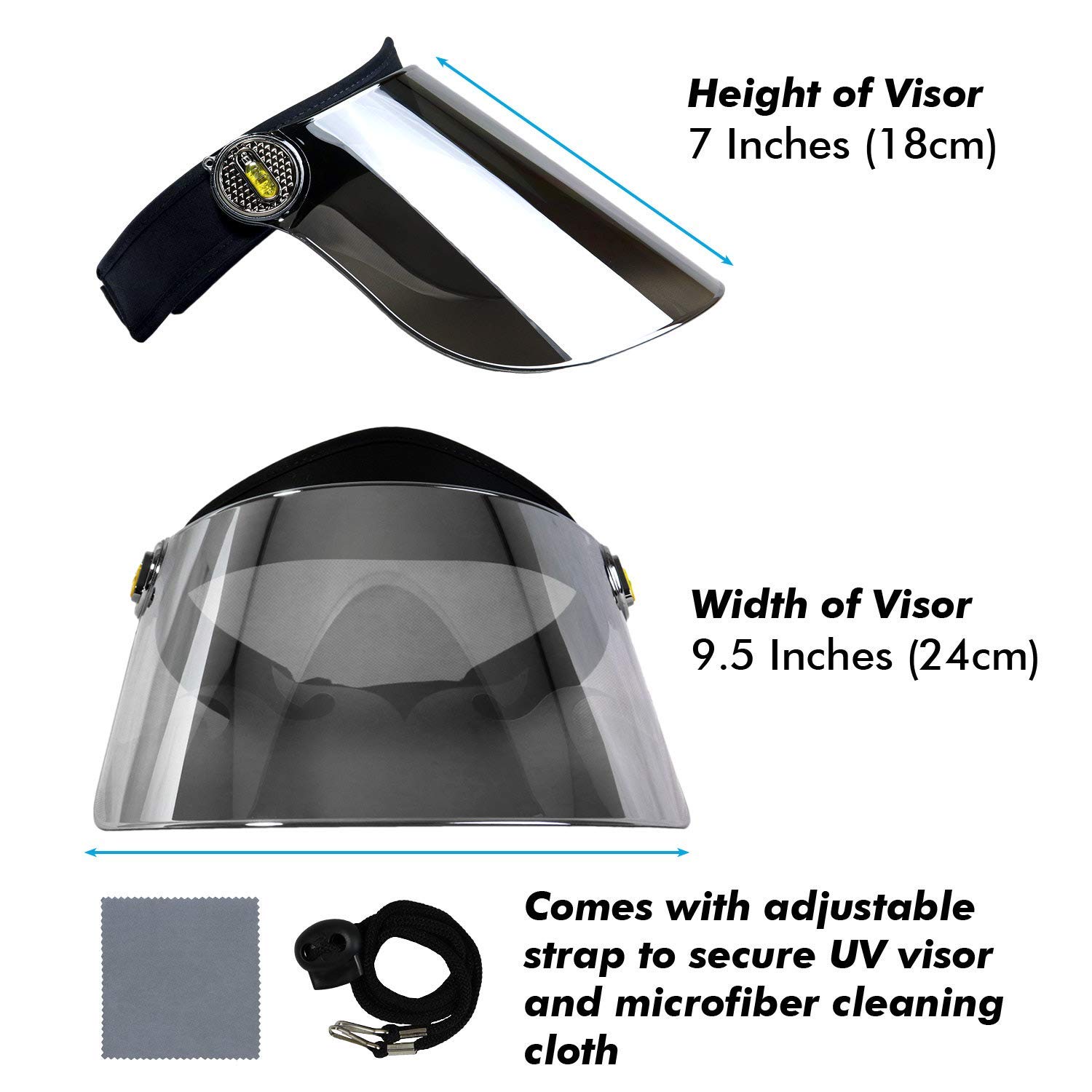Sun Visor Hat Cap UV Protection - Premium Adjustable Solar Headband Face Shield (Brown/Mirror)