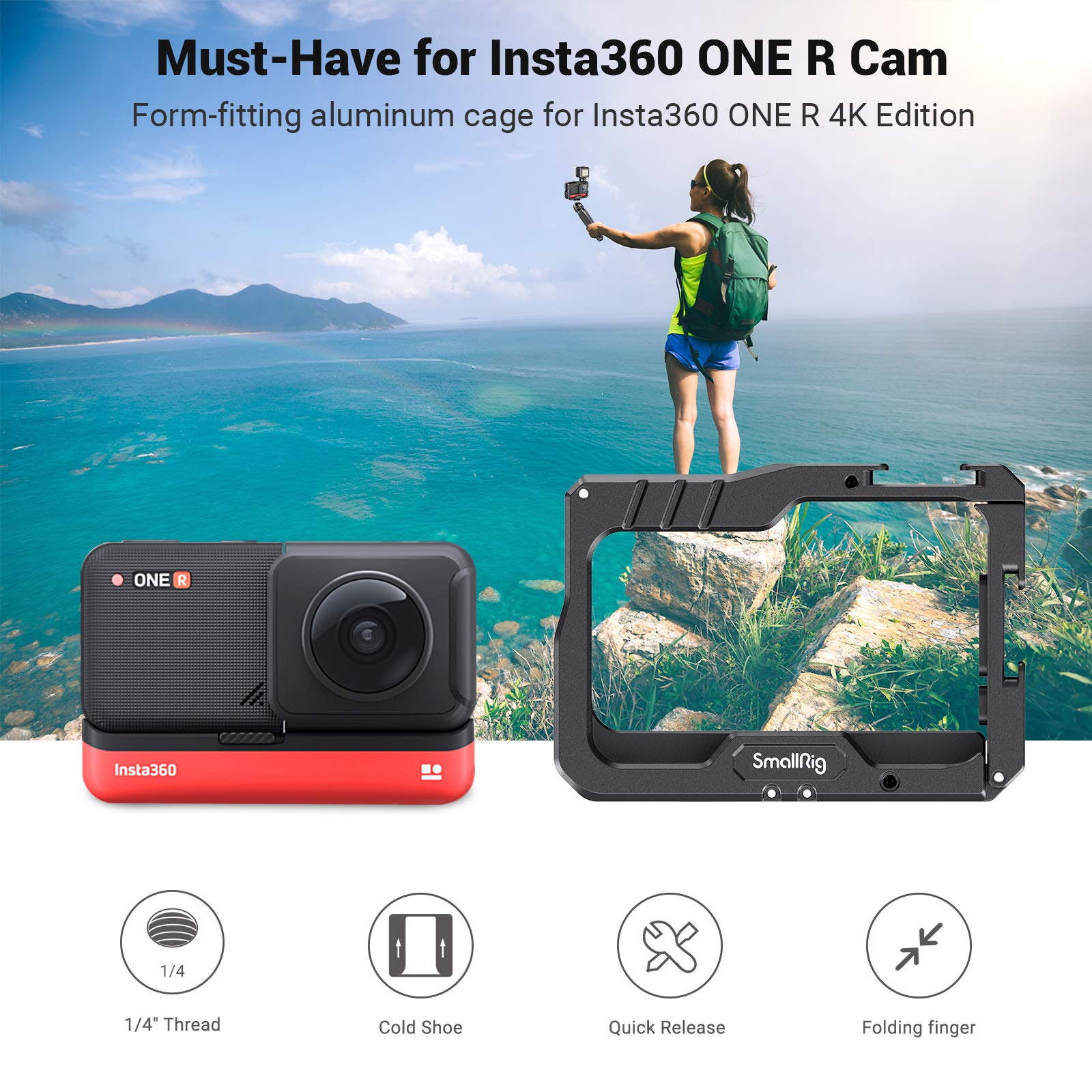 SMALLRIG Video Vlogging Camera Cage Compatible with Insta360 ONE R Camera - 2798