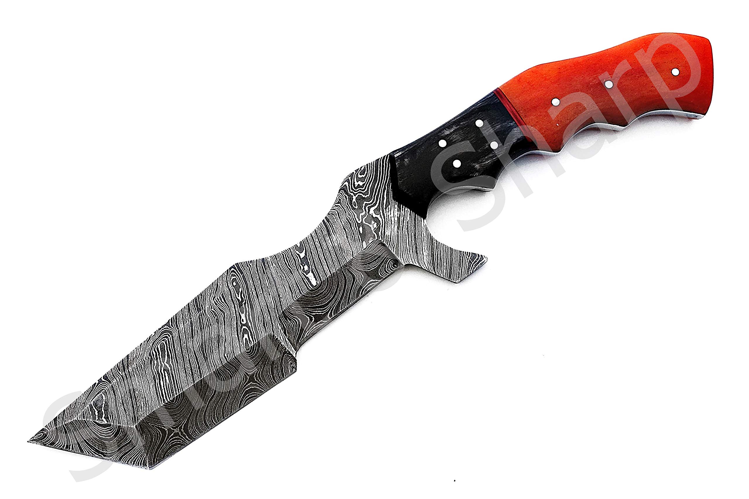 Smart & Sharp Custom Handmade Damascus Steel Hunting Knife/Bowie Knife AA-17129 (Colored Bone and Black Wood)