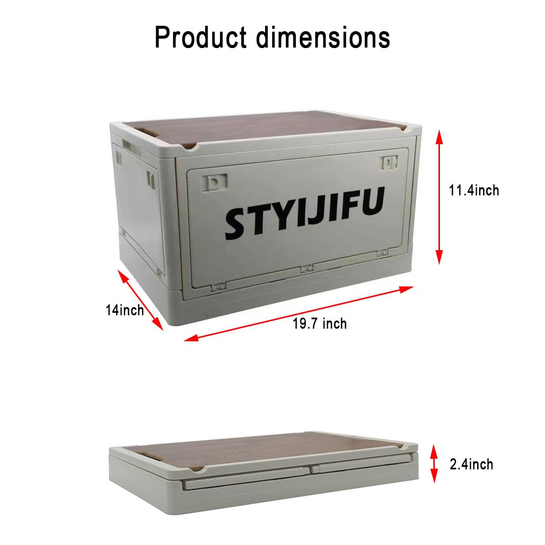 STYIJIFU Collapsible Storage Bin with Lid-Large Capacity Stackable Camping Storage Containers, stackable organizer, 50L(White)