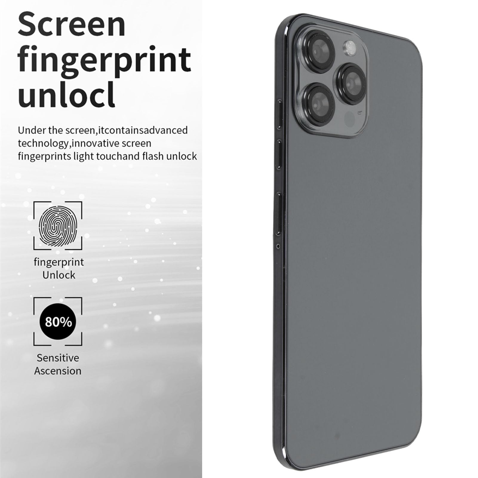 PRO4G Smartphone Unlocked, 6.6in FHD Cell Phone 8GB RAM 256GB ROM for13, Smartphone Dual SIM (US Plug)