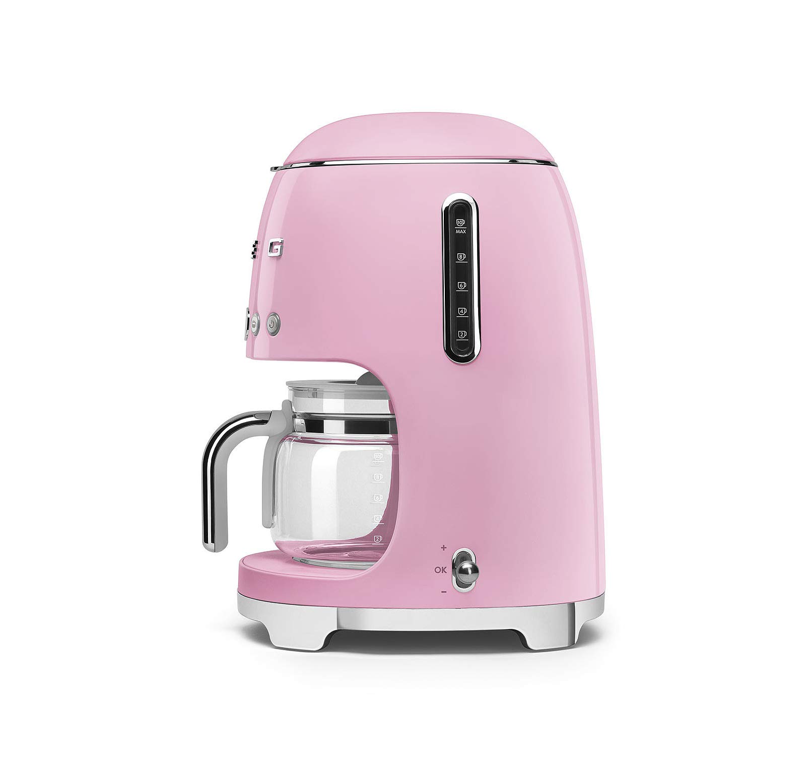 Smeg DCF02US 50's Retro Style Drip Filter Coffee Maker Bundle MFF01 Milk Frother (Pastel Pink)