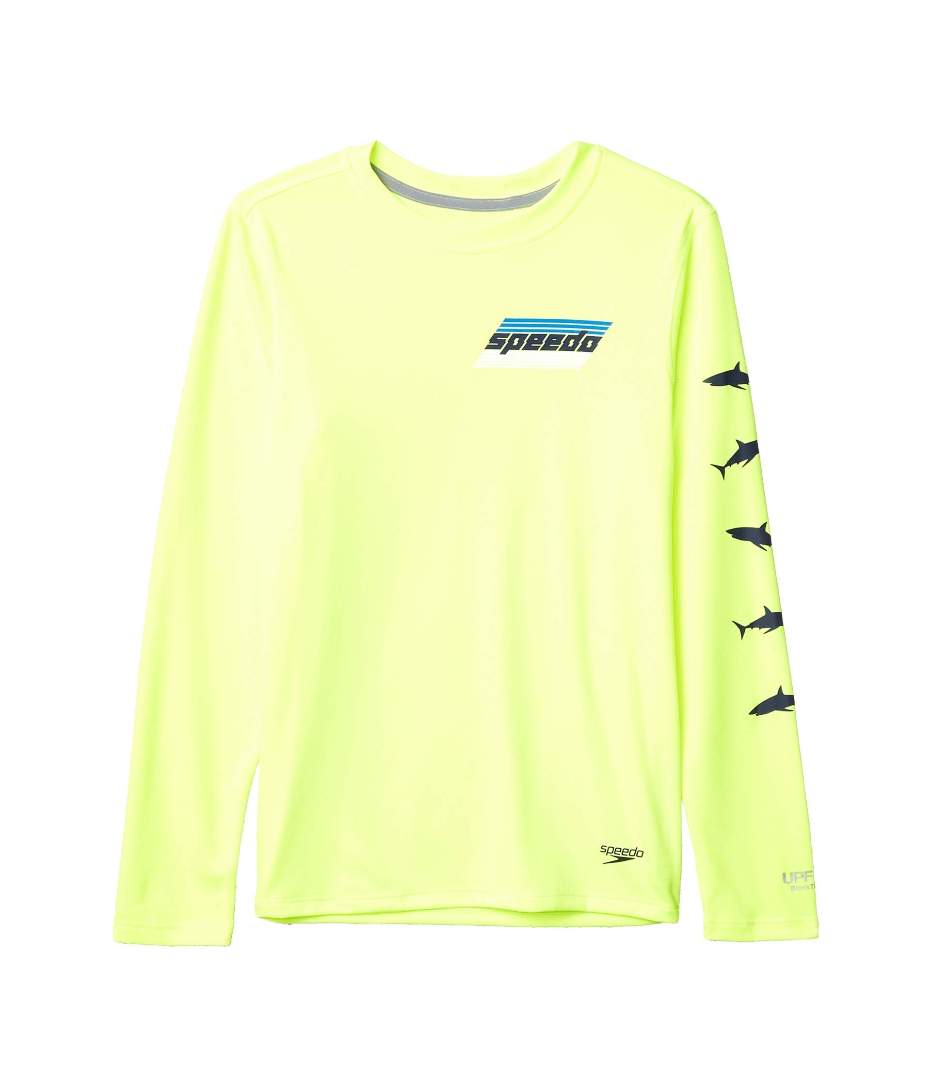Speedo Boys' Long Sleeve Graphic Swim Shirt Safety Yellow L