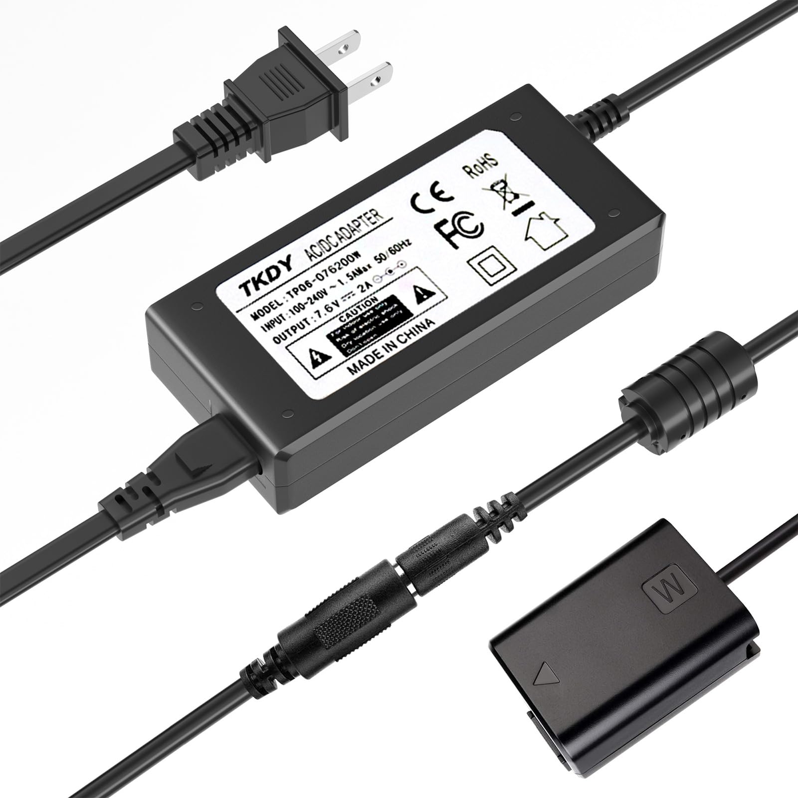 TKDY AC-PW20 Continuous Power Adapter NP-FW50 ZV-E10 Dummy Battery for Sony Alpha ZVE10 A6400 A6000 A6100 A5100 A7 A7II Cameras.