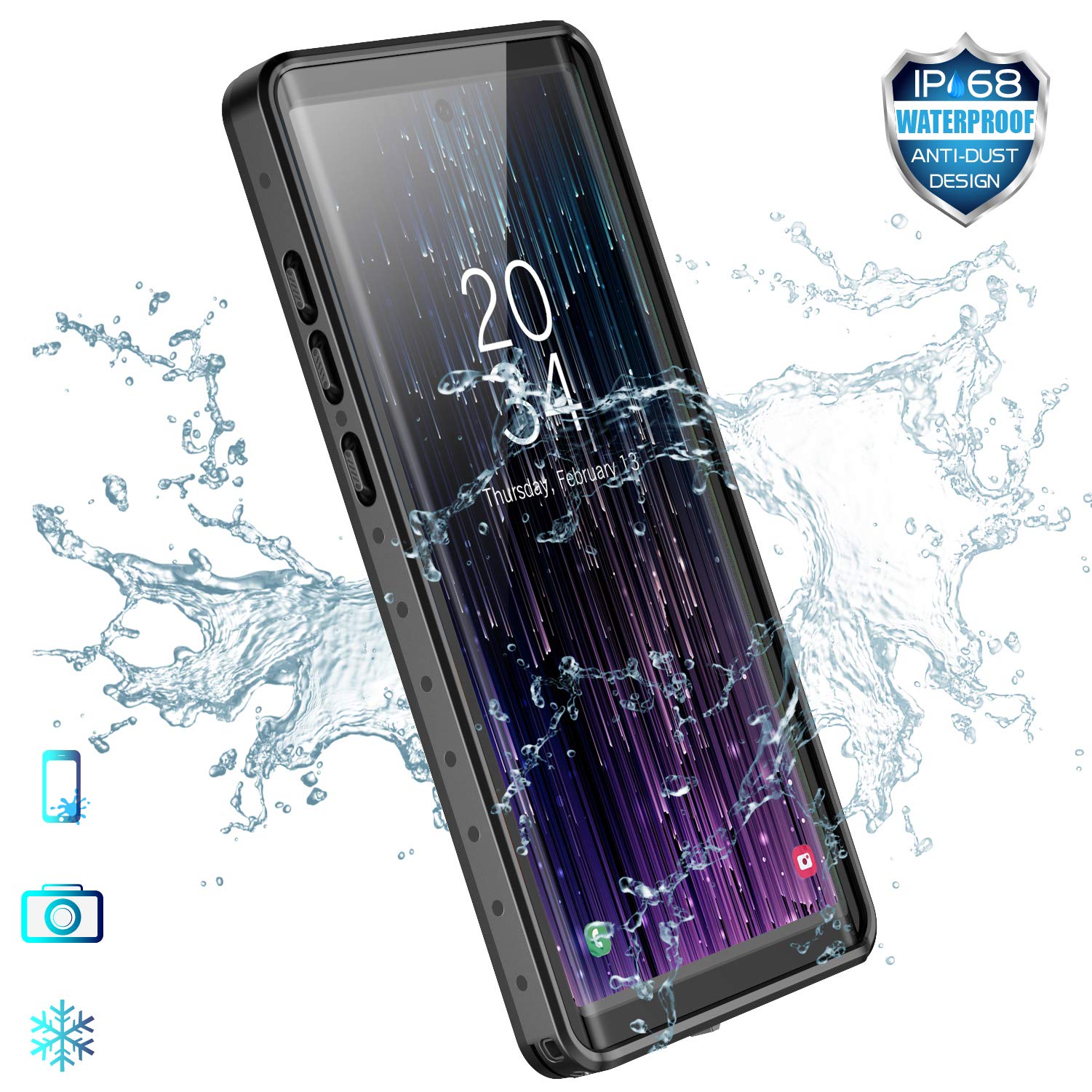 SPIDERCASE for Samsung Galaxy Note 10+ Plus Waterproof Case, Built-in Screen Protector Fingerprint Unlock with Film, Shockproof Full Body Case for Samsung Galaxy Note 10+ Plus 5G 2019, Blue/Clear