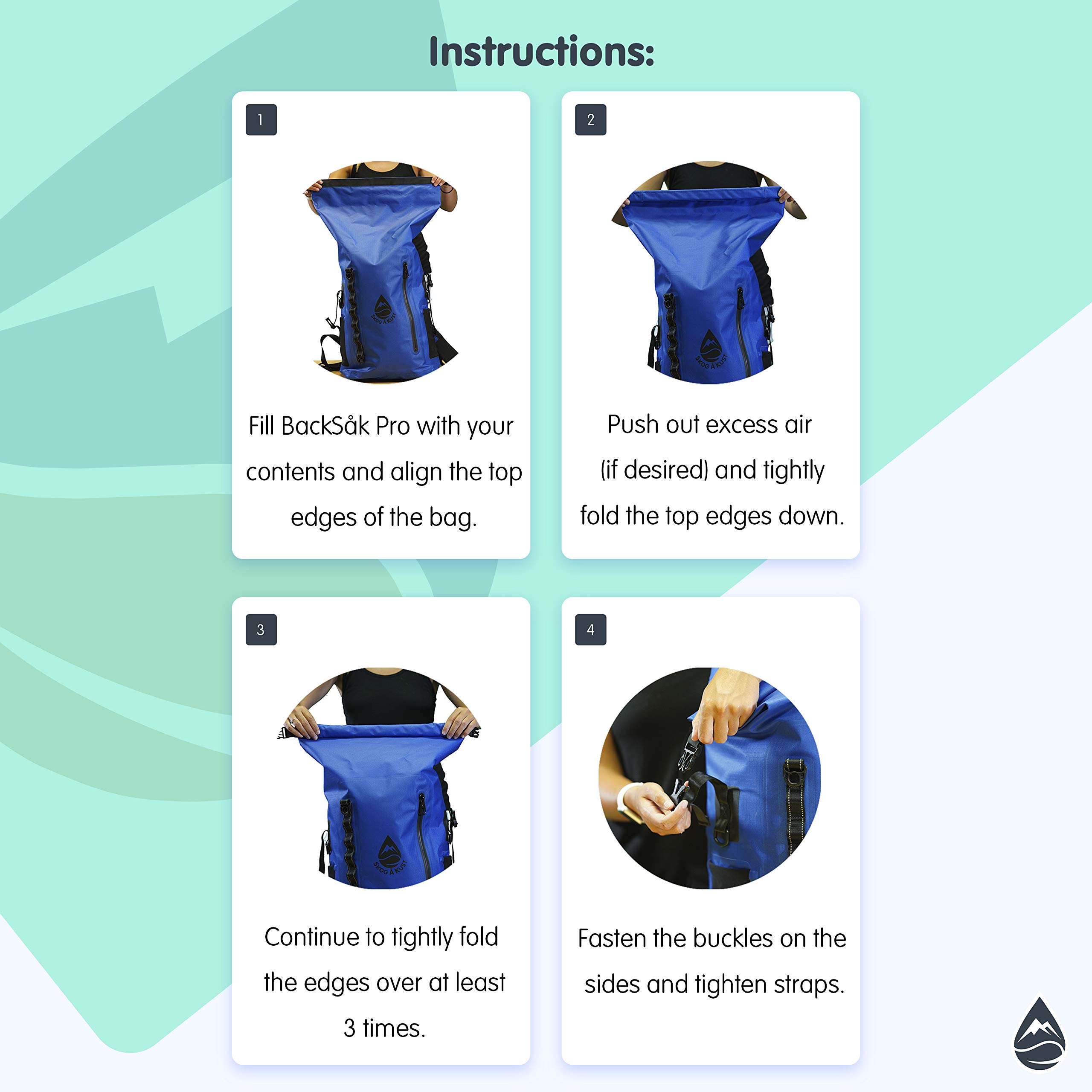 Skog Å Kust BackSåk Pro Waterproof Floating Backpack with Exterior Airtight Zippered Pocket | Grey, 35L