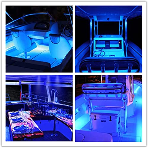 Vbakor 6 Pcs 12'' Boat Interior Lights 12V Marine Courtesy Light Strip, Super Bright 18 LEDs Boat Deck Transom Cockpit Navigation Light, Waterproof Marine Lights for Fishing Pontoon Yacht (Blue)