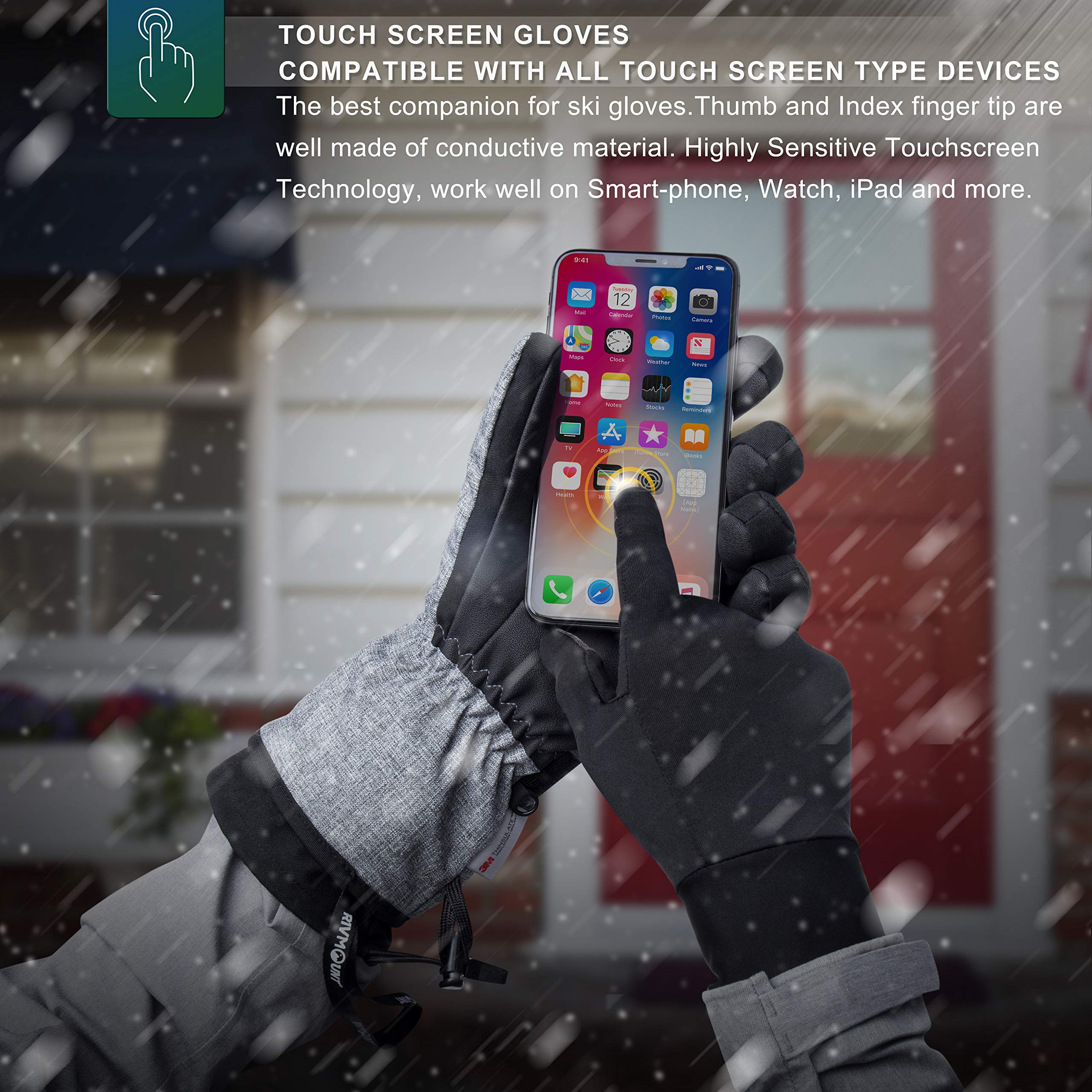 rivmount Touchscreen Glove Liners, Winter Gloves, The Ideal Comfy Washable Gloves Companion
