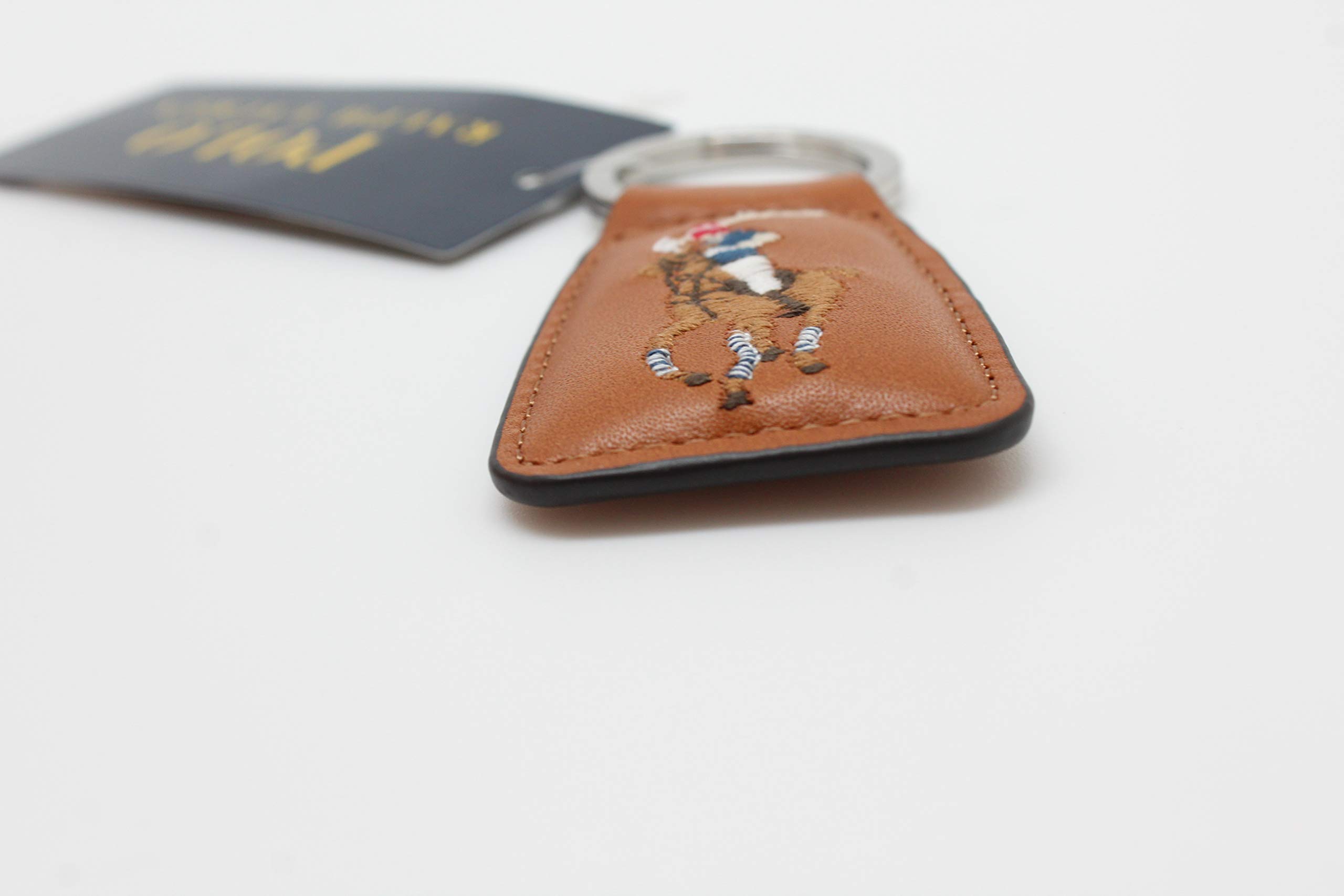 Polo Ralph Lauren Multi-Color Big Pony Key Chain Fob Leather Tan