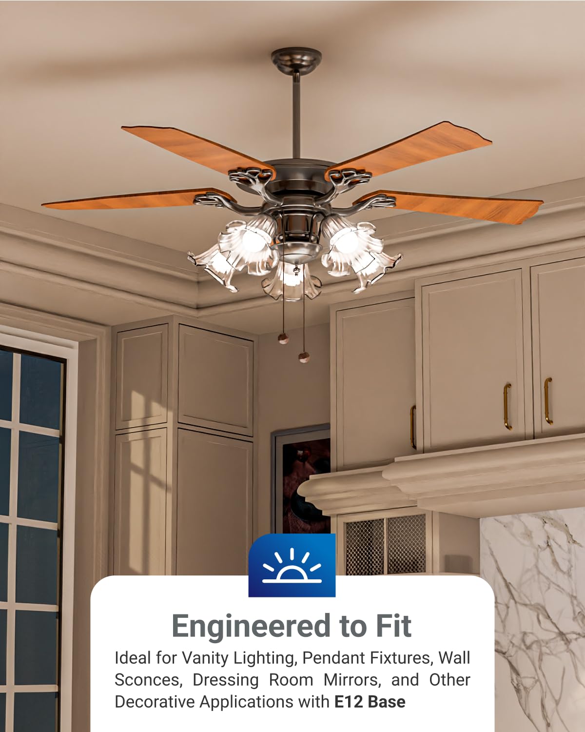 Sunco Lighting - 10 Pack E12 LED Bulbs Candelabra CRI92 5000K Daylight, 5W Equivalent 40W, 450 Lumens, Small Edison Screw Base E12, Non-Dimmable, Frosted Decorative G14 Globe Vanity Light Bulbs UL