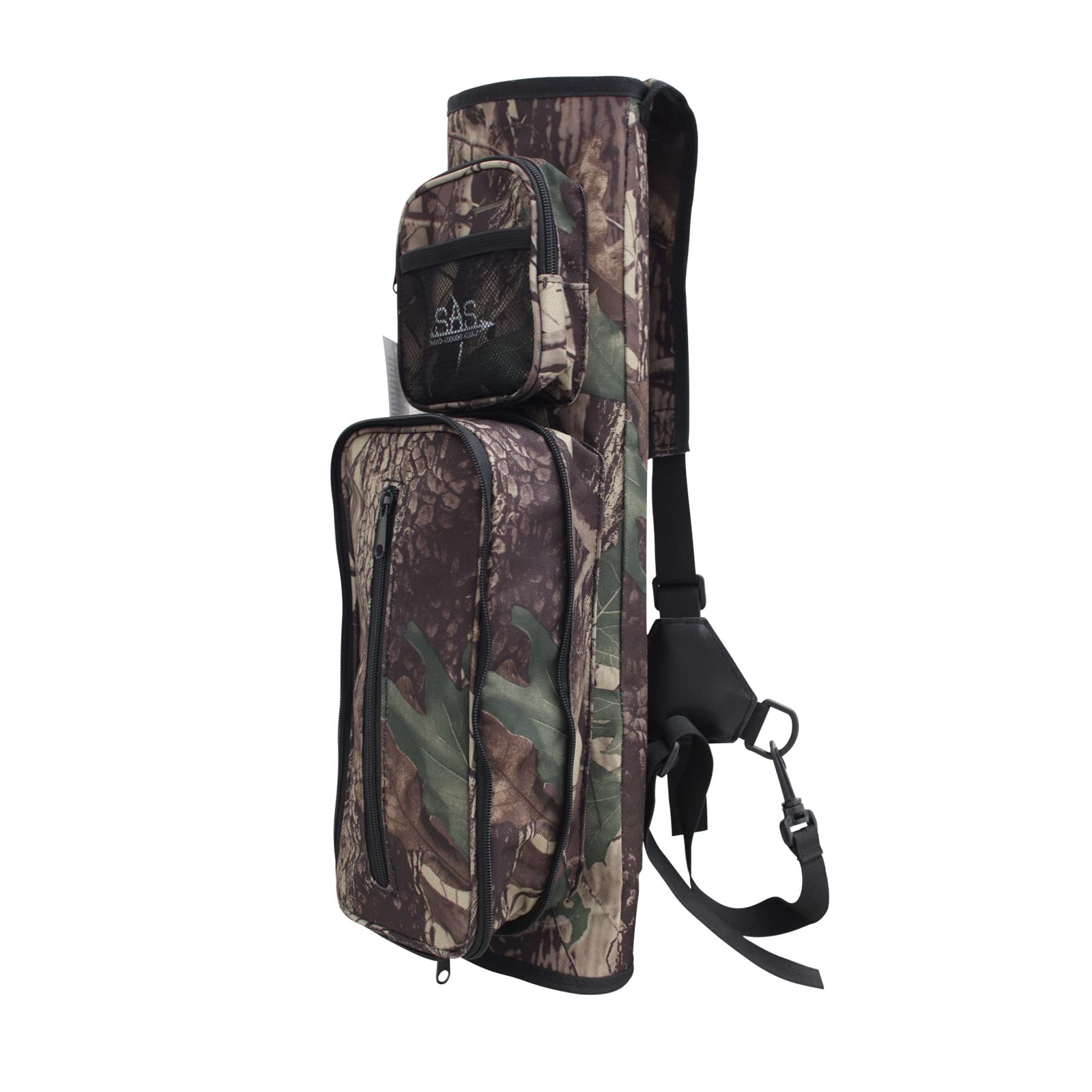 SAS Archery Back Arrow Quiver Hunting Target with Two Front Pockets (Camo, Right)