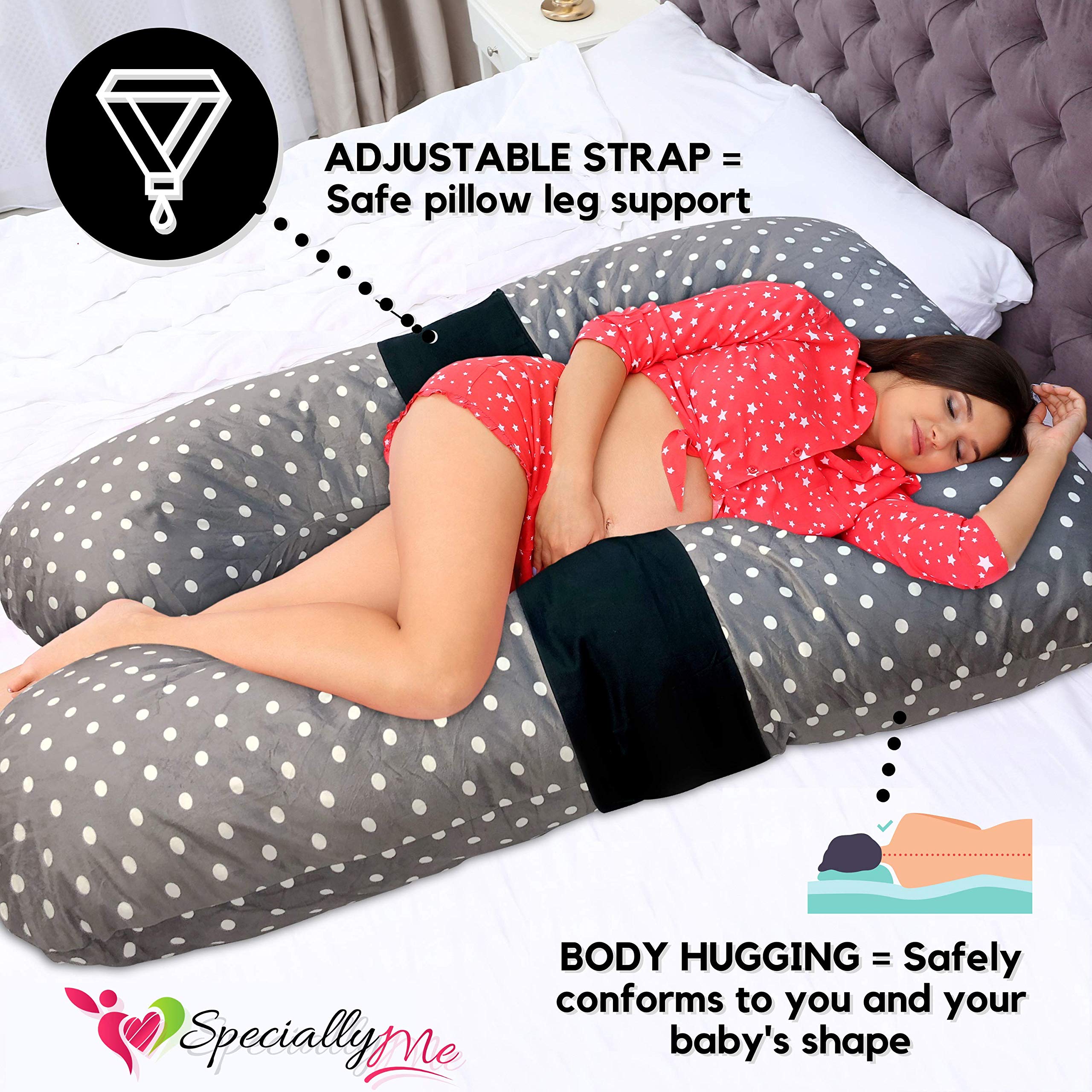 SPECIALLYME U-Shaped Pregnancy Pillow with Removable Washable Cover - Maternity Long Body Pillow I Comfortable Side or Back Sleeping for Mommy I Wife