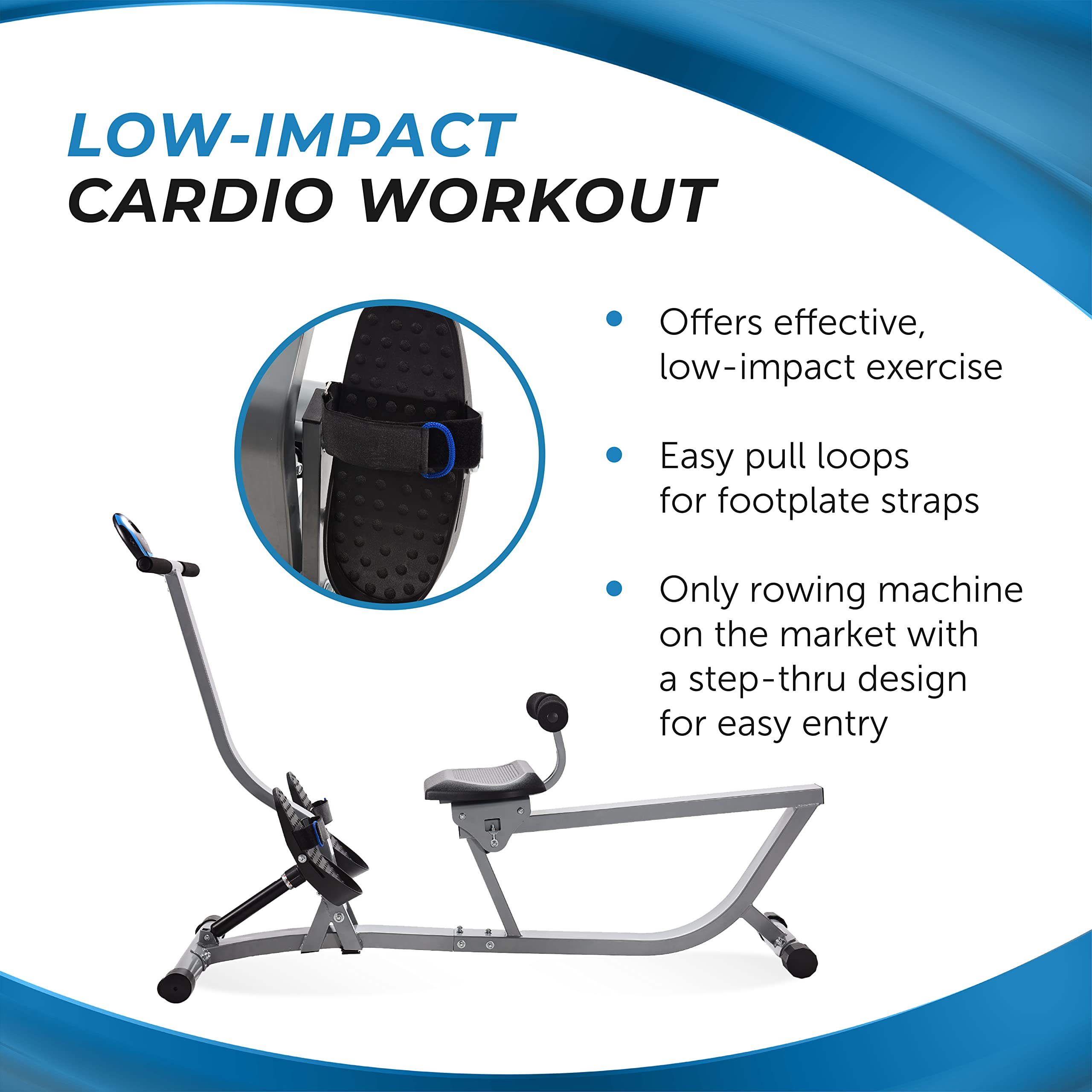 Stamina Easyrow Hydraulic Rower Machine with Smart Workout App - Rowing Machine with Adjustable Resistance for Home Gym Fitness - Up to 300 lbs Weight Capacity
