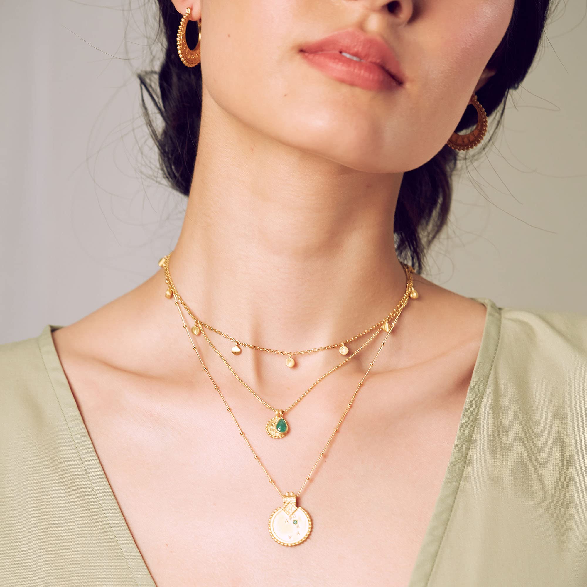 Satya Jewelry 18K Yellow Gold Plated Moon Phase Choker Women's Necklace, 14" with 2" Extension