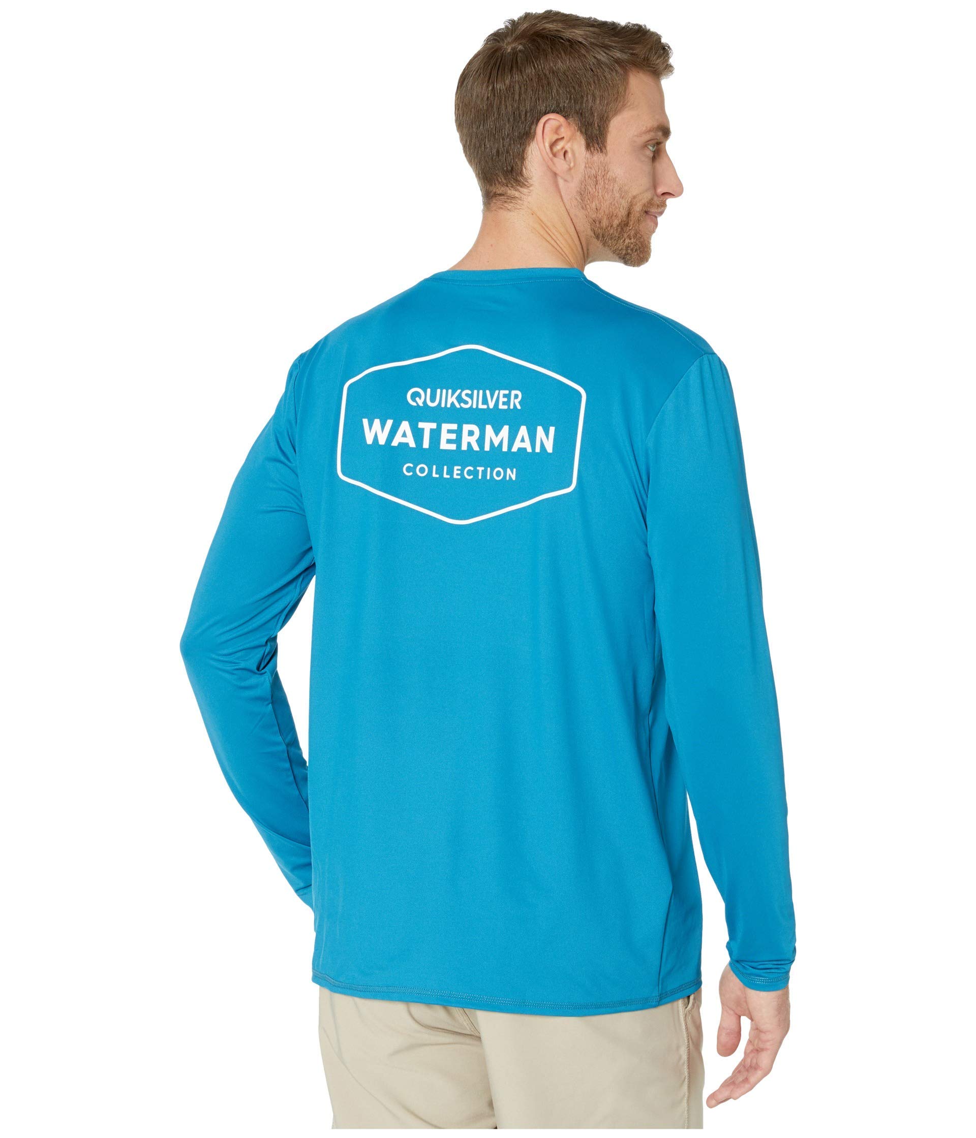 Quiksilver Waterman Men's Standard Gut Check LS Long Sleeve Rashguard SURF Shirt, Red, S