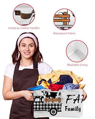 Storage Baskets for Shelves, Foldable Rectangle Storage Baskets, Farm Family Farm Storage Containers for Organizing Dorm Closet Room(15β x 11β x 9.5β)