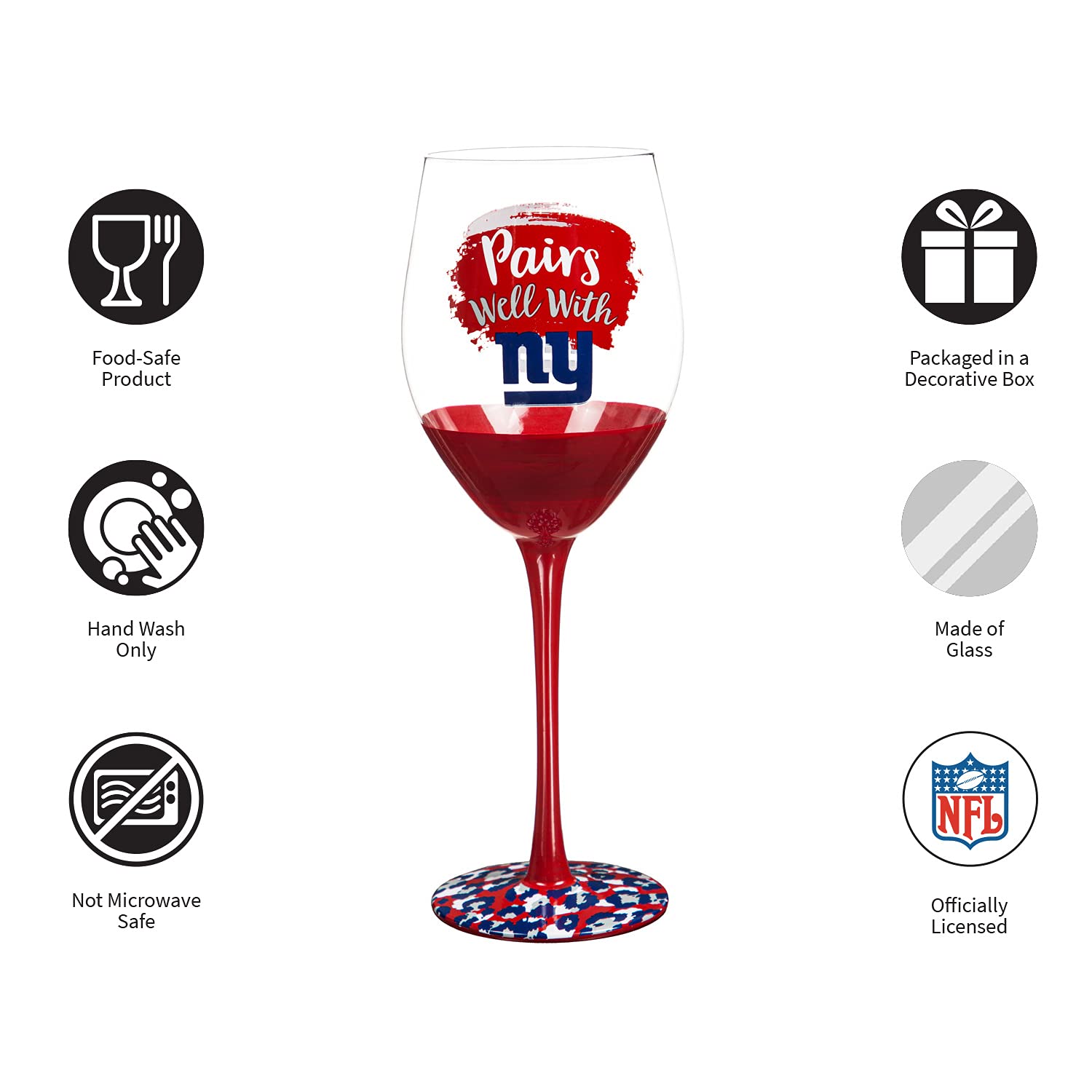Team Sports America New York Giants, 17oz Boxed Stemware