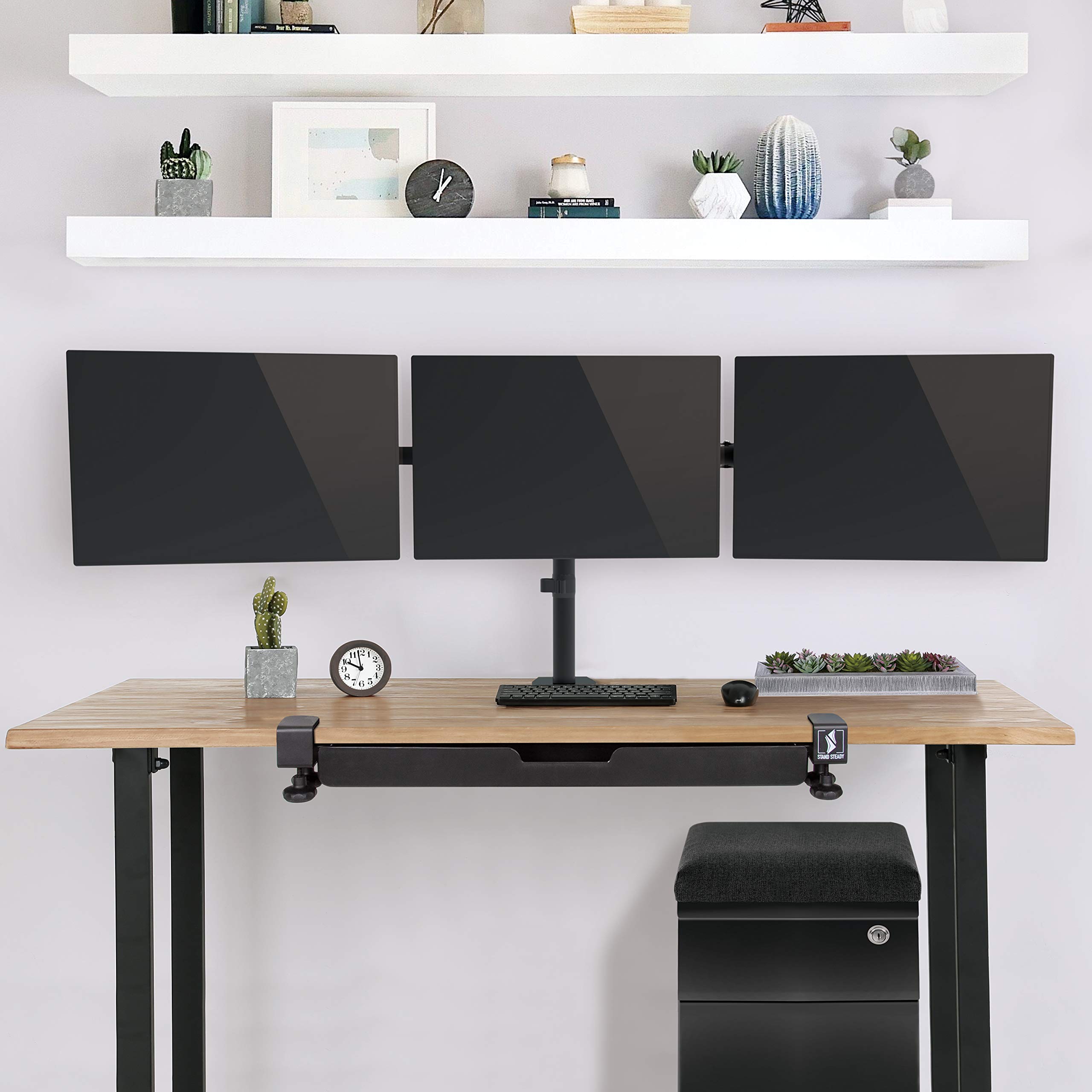 Stand Steady Vert | Rolling File Cabinet | 2 Drawer Mobile File Cabinet with Locking Storage | Small Filing Cabinet with Cushion Top for an Extra Place to Sit | Perfect for Home & Office! (White)