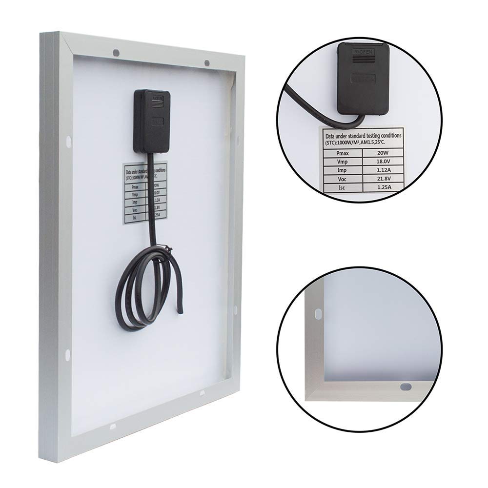 TP-solar Solar Panel Kit 20W 12V Monocrystalline with 10A Solar Charge Controller + Extension Cable with Battery Clips O-Ring Terminal for RV Marine Boat Off Grid System (Renewed)