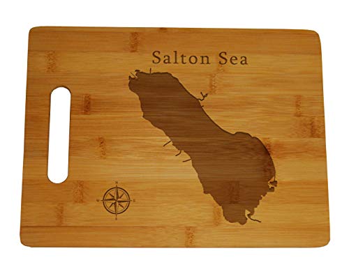 Salton Sea Map Engraved Bamboo Cutting Board 9.75x13.75 inches California