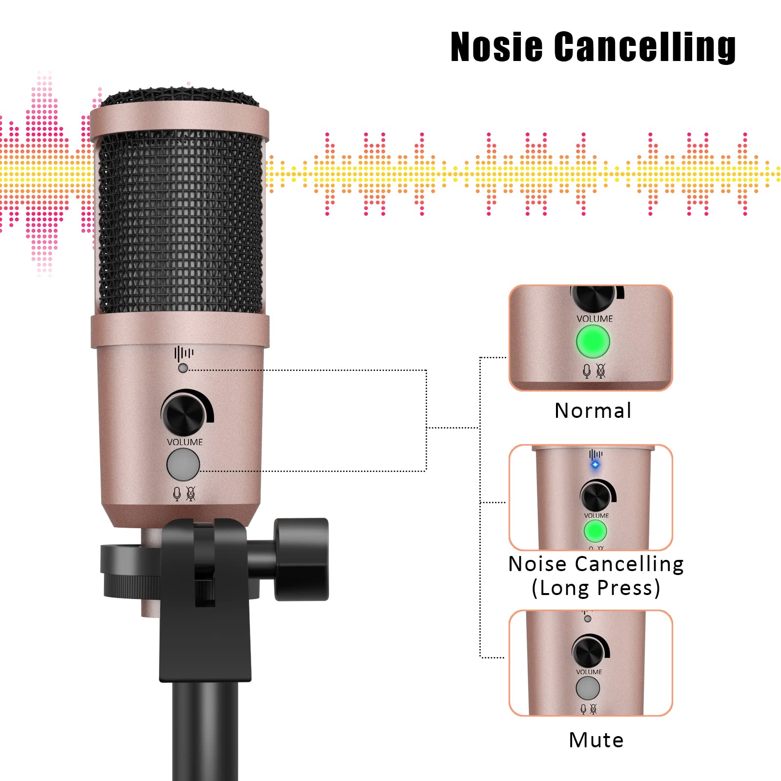 Venoro USB Microphone,Plug & Play Podcast Microphone,Condenser Recording PC Microphone,Noise Cancelling Gaming Mic for Streaming Broadcast,Studio Vocals,YouTube,Compatible for Computer and Laptop