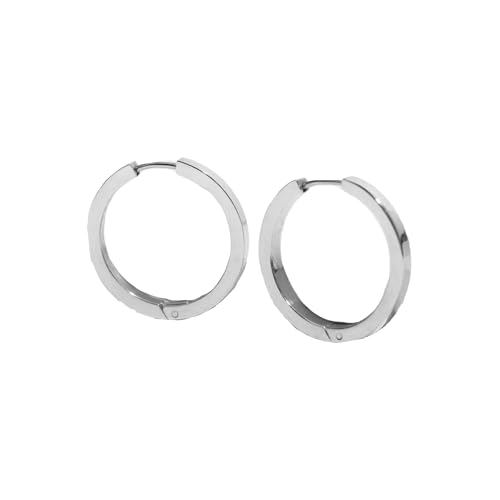 Tini Lux | Hypoallergenic Earrings | Square City Hoop | Silver | Titanium Silver Hoop Earrings | Silver Hoops for Women, Sensitive Ears, Trendy Womens Earring Set