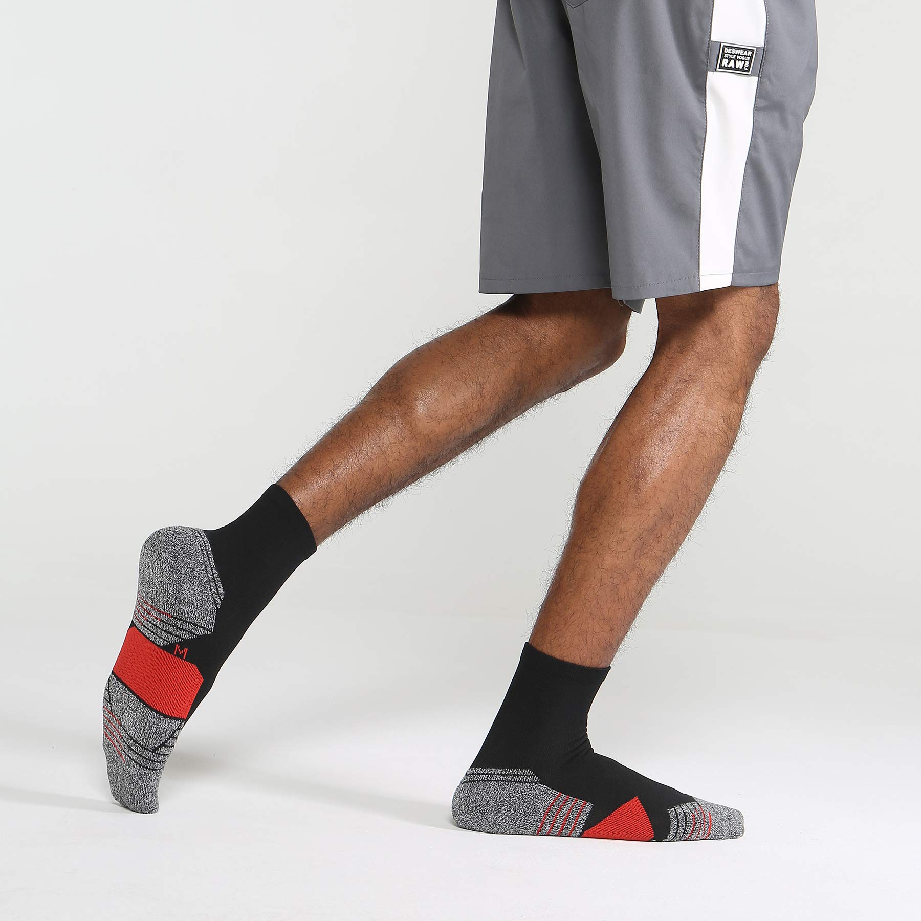 WANDER Men's Athletic Ankle Socks 6 Pairs Sports Running Socks Cushion Quarter Cycling Socks 6-9/10-12/12-14