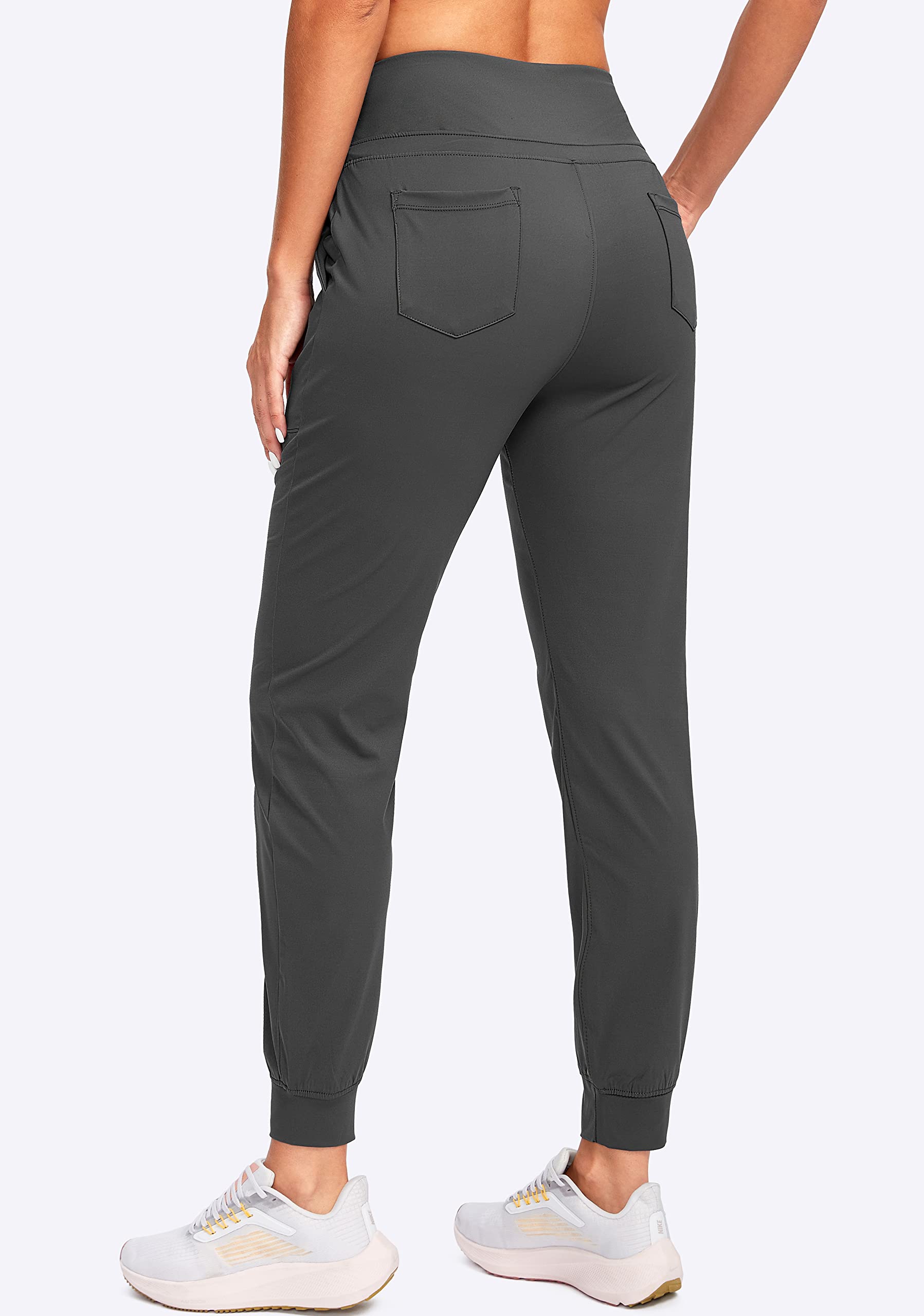 Women's Joggers High Waisted Athletic Sweatpants with Zipper Pockets Tapered Workout Lounge Pants for Women(Dark Grey, S)