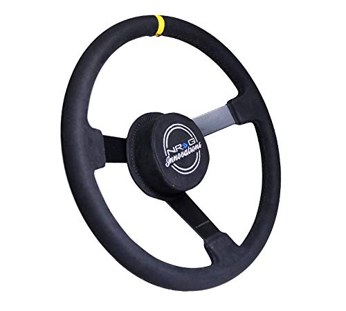 NRG Innovations NRG-RST-380MB-A Reinforced Steering Wheel 380mm Alcantara 3 Spoke, Removable Crushed Pad, Special 6 and 3 Bolt Pattern