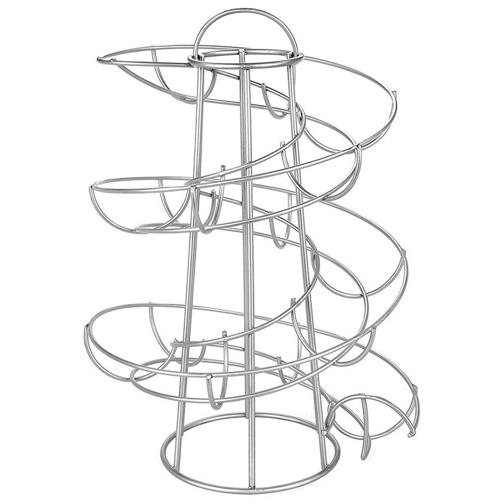 Tnfeeon Spiral Egg Dispenser Rack Indoor Egg Storage Organizer (Silver)