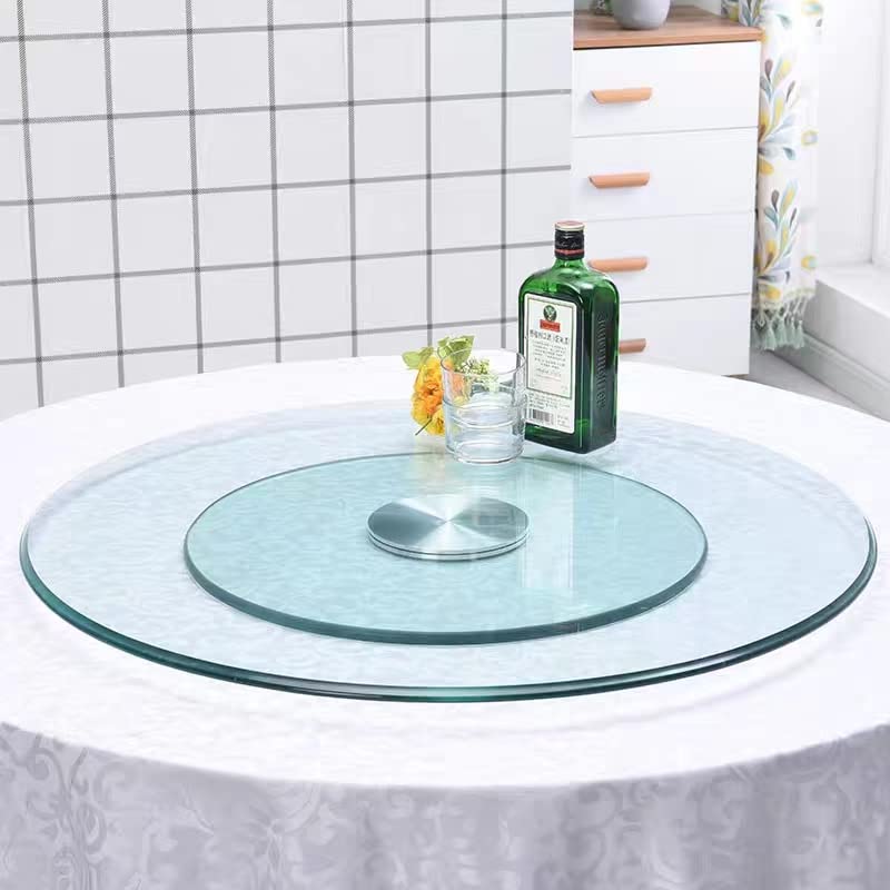Tempered Glass Lazy Susan Turntable Dining Table Transparent Round Turntable Tabletop Rotating Serving Tray, Silent/Smooth/Not Easy to Dump (60cm/23.6in)