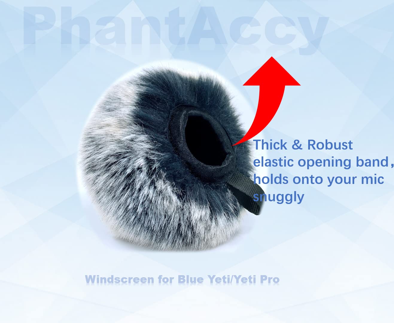 PhantAccy Pop Filter/Windscreen for Blue Yeti and Yeti Pro Microphones, Furry Mic Cover for Wind and Ambient Noise Reduction