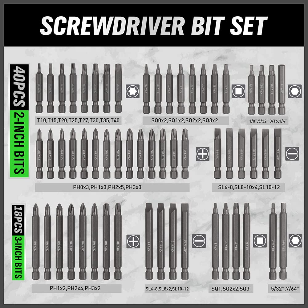 SWANLAKE 232PCS Ultimate Screwdriver Bit Set,Chrome Vanadium Steel Driver Bit Set, Includes Security Bits,Nut Driver, Ratchet Wrench and Bits Holder