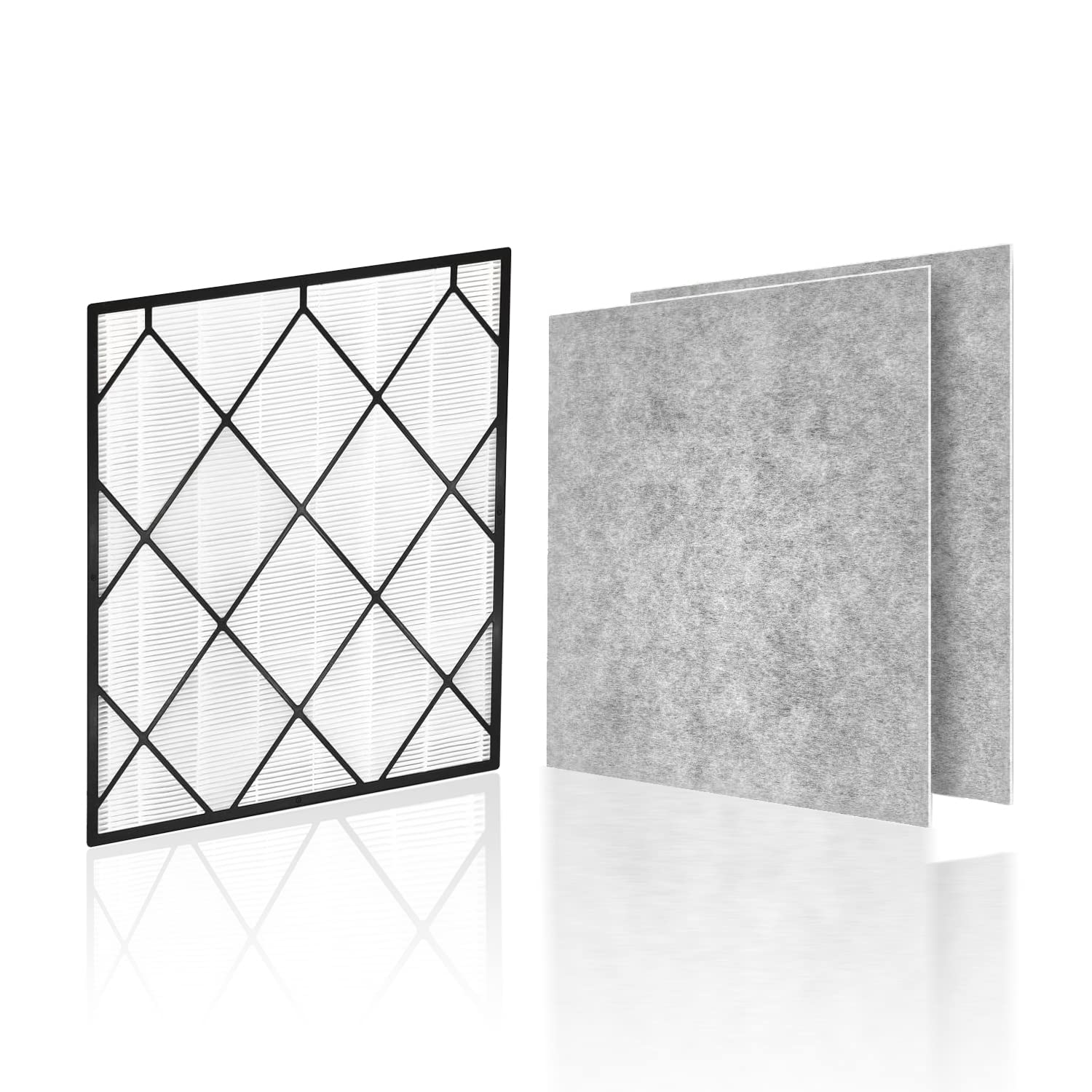 Yiemoge HE400 True HEPA Replacement Filter and 2 Pre-Cut Activate Carbon Prefilter Set, Compatible with Shark HE400 HE401 HE402 HE405, Model HE4FKBAS (1 HEPA Filter & 2 Carbon Prefilters)