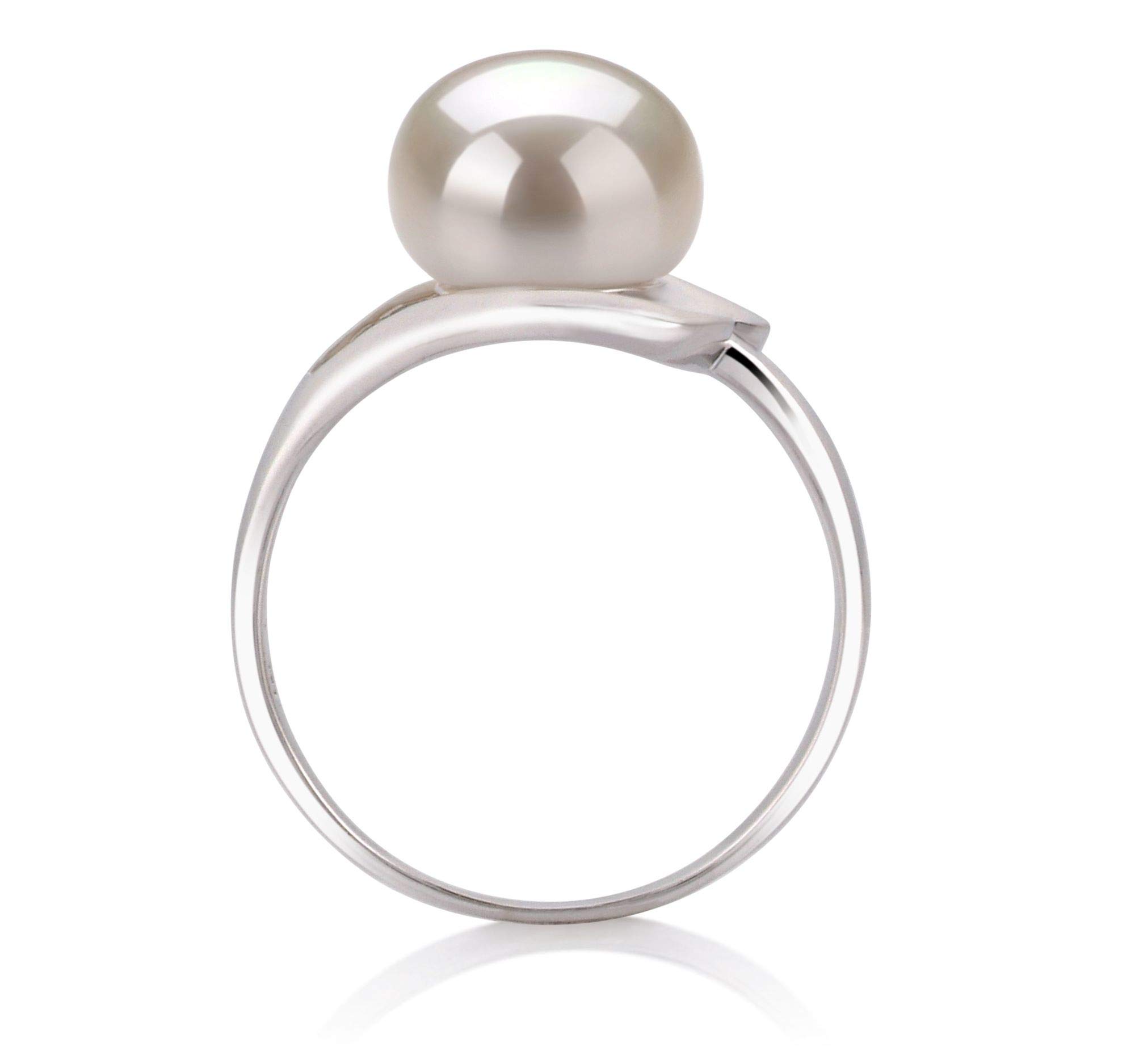 Sadie White 9-10mm AA Quality Freshwater 925 Sterling Silver Cultured Pearl Ring For Women - Size-7