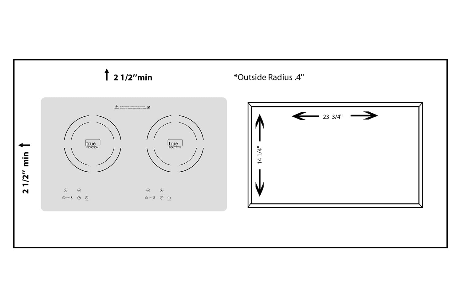 True Induction TI-2B Built-in Double Burner Induction Glass Cook-Top 120V Black