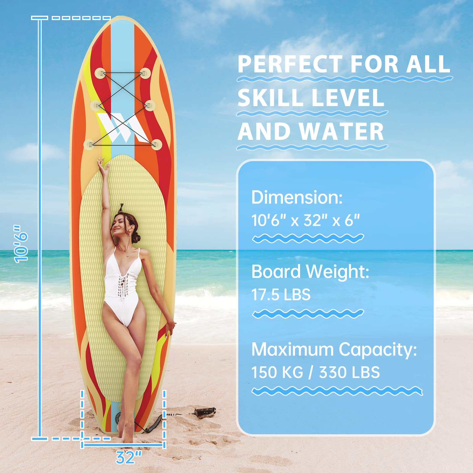 WOLF ARMOR Inflatable Stand Up Paddleboard with Adjustable Paddle,Safety Leash, Hand Pump, SUP Accessories&Backpack,Waterproof Bag, Removable Fin,Antislip Deck, Standing Boat for Youth and Adult