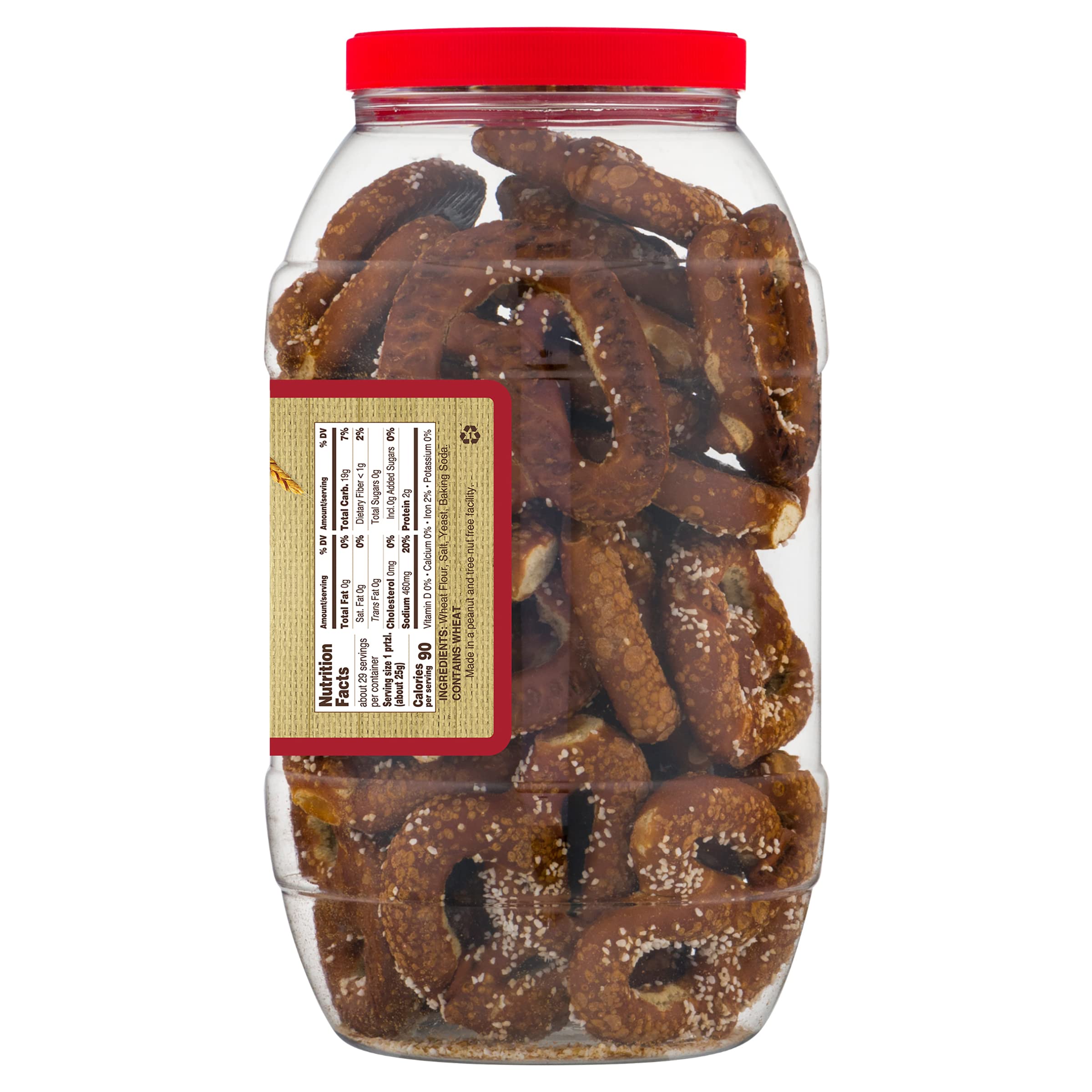 Utz Old Fashioned Sourdough Hard Pretzels – 26 oz Barrel (2 Count) – Big and Thick Classic Pretzel Twists, Crunchy Sourdough Pretzel with Zero Cholesterol, Brown